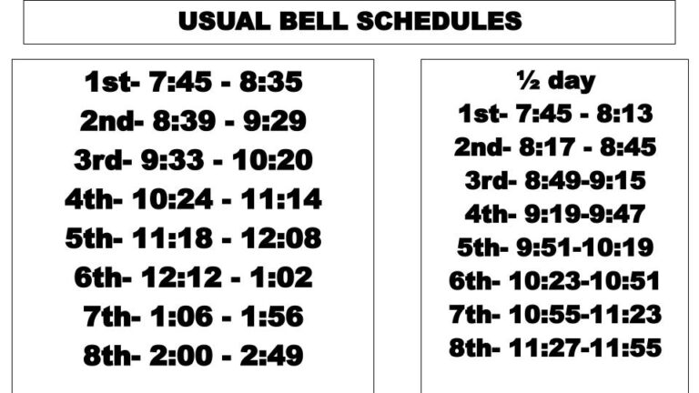 BELL SCHEDULE - Arts Academy At Benjamin Rush